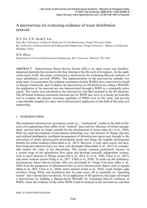 Pdf A Microservice For Evaluating Resilience Of Water Distribution