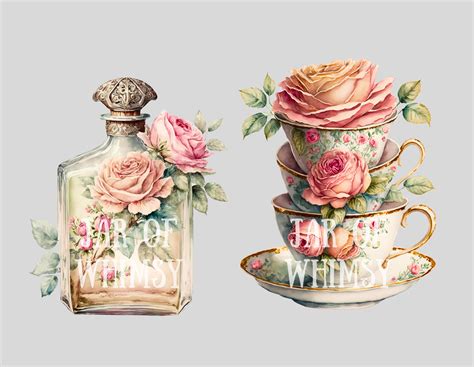 Watercolour Vintage Pink Rose Clipart Vintage Lady Png Digital Image