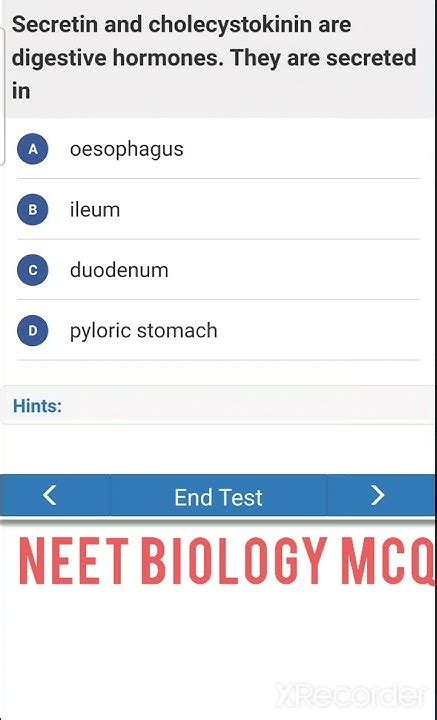 Mcq From Chapter 16 Digestion And Absorption Neet Preparation By Nilesh