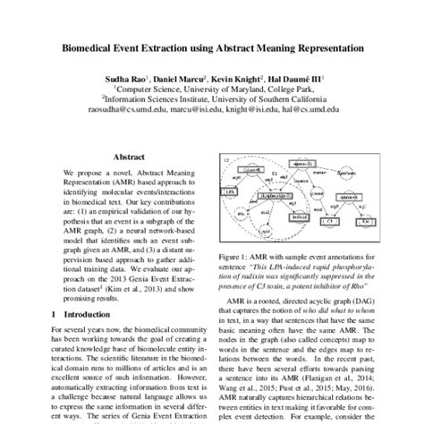 Biomedical Event Extraction Using Abstract Meaning Representation Acl Anthology
