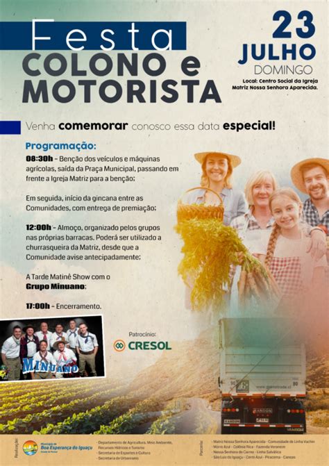 Prefeitura Municipal De Boa Esperança Do Iguaçu Festa Do Colono E Do Motorista