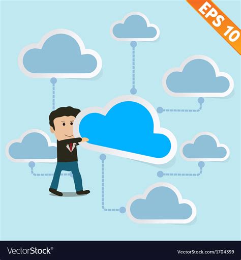 Cartoon Business Man Holding Cloud Royalty Free Vector Image