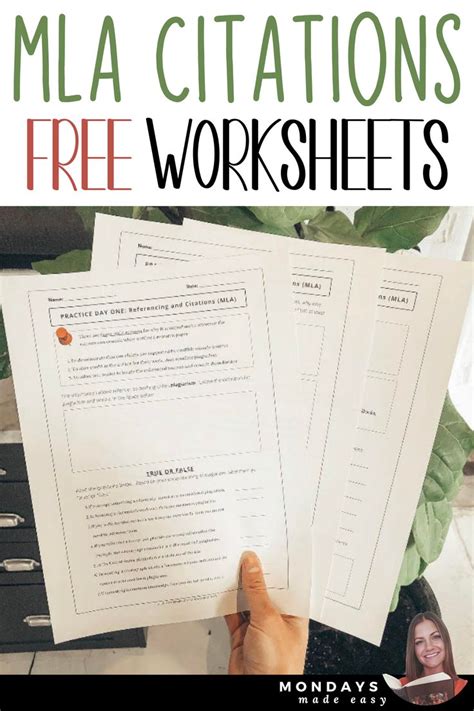 Mla Format Worksheets Mla Citations Activity And High School Plagiarism