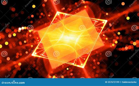 Fiery Glowing Futuristic Quantum Processor Stock Illustration