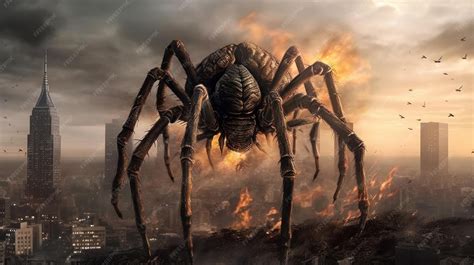 Premium Ai Image Apocalyptic Arachnid Behemoth Spider Ravages City