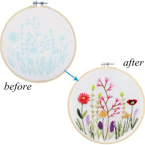 Diy Embroidery Beginners Kits Pre Printed Floral P Grandado