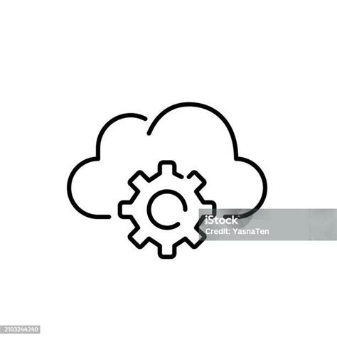구름과 톱니바퀴 클라우드 기반 데이터 스토리지 및 기술 효율성 및 최적화 완벽한 픽셀 아이콘 가상현실에 대한 스톡 벡터 아트 및