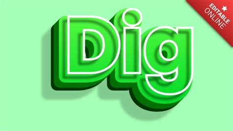 Dig Green 3d Text Effect Generator