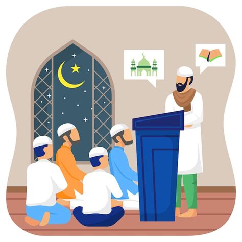 Premium Vector Khutbah Or Hutbe Concept Public Preaching On Formal