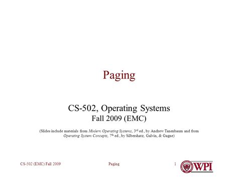 pagingcs 502 emc fall paging cs 502 operating systems fall 2009 emc