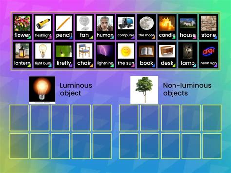 Luminous And Non Luminous Objects P2 Group Sort