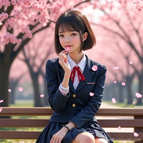 Korean High School Uniform With Sakura Blossoms Stable Diffusion Online