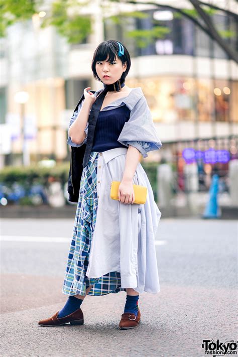 Japanese Remake Fashion In Harajuku W Skirt Made Of Two Dress Shirts