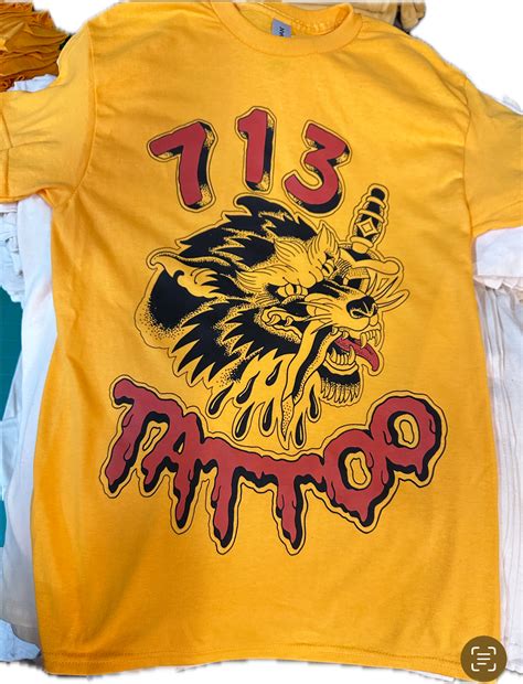 713 Tattoo Shirt Wolf Yellow T Shirt 713 Tattoo Merch
