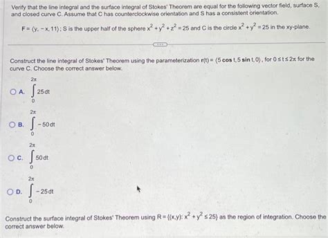 Solved Verify That The Line Integral And The Surface