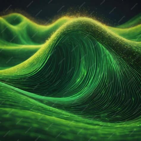 Premium Photo Digital Dynamic Wave Of Particles Abstract Green Futuristic Background Big Data