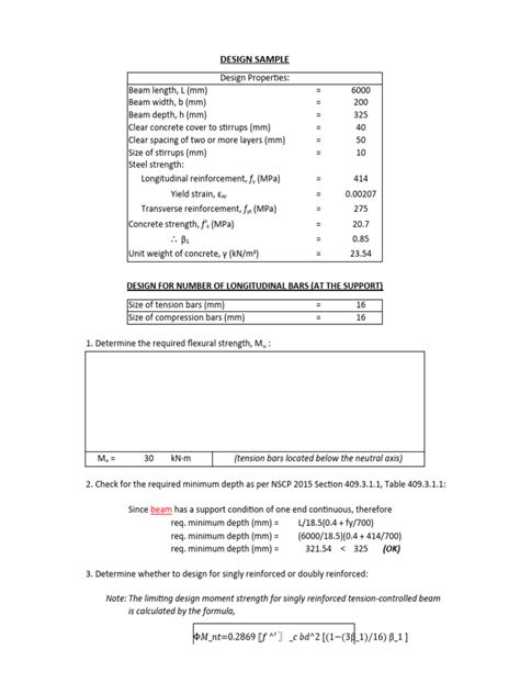 Design Of Singly Reinforced Beam Sample Pdf