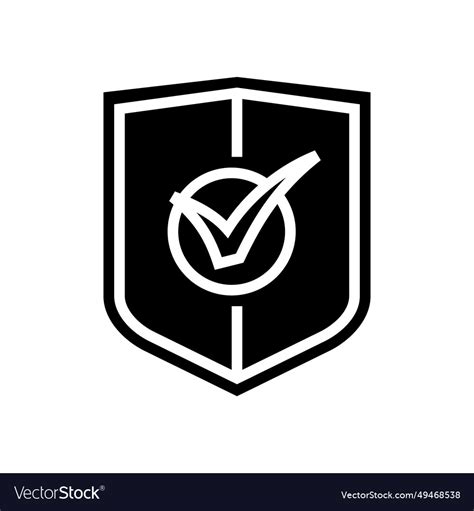 Shield Check Mark Glyph Icon Royalty Free Vector Image
