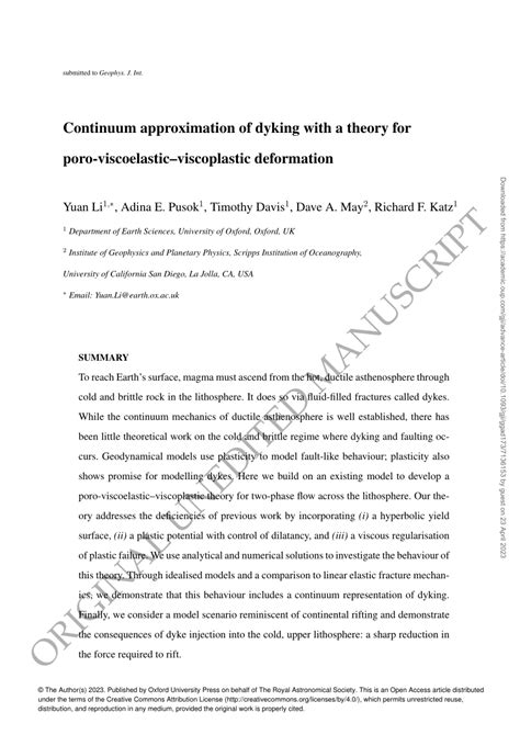 Pdf Continuum Approximation Of Dyking With A Theory For Poro Viscoelasticviscoplastic Deformation