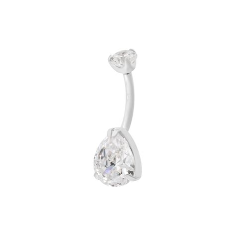 Jorja Teardrop Gemstone Belly Bar Piercing Silver Loveless Friday