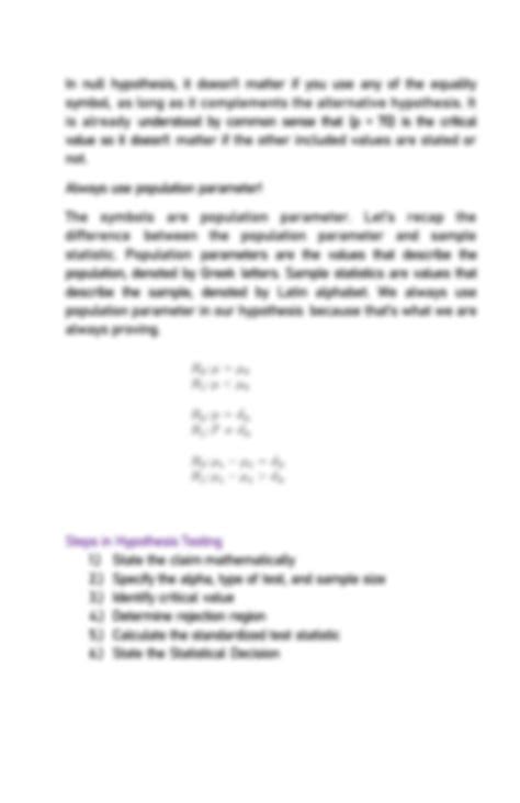 Solution Statistics And Probability One Sample Hypothesis Testing