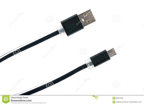 Micro Usb To Usb Cable Plug Of Gray Color Isolated On White Background For Charging Or
