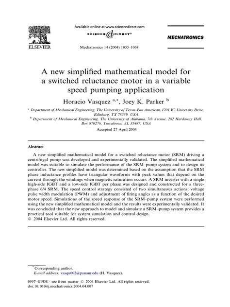 A New Simplified Mathematical Model For Pdf Electric Motor
