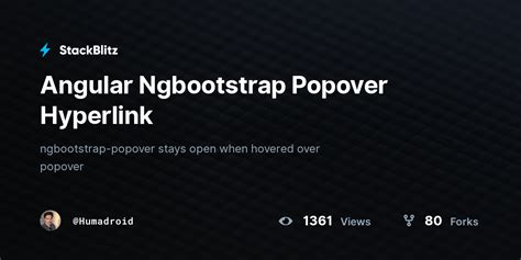 Angular Ngbootstrap Popover Hyperlink StackBlitz