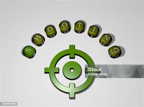 3d 그래픽 이미지와 상단 관점에서 금속 입방 문자로 아이콘 주위에 내장 된 텍스트와 함께 세로로 촬영하는 3d 그래픽 이미지는