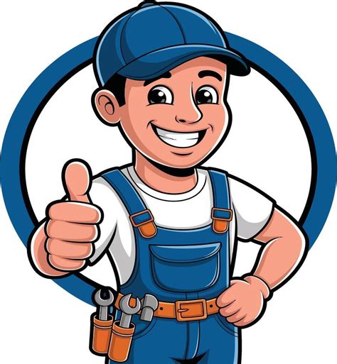 Alegre Personal De Mantenimiento Dando Pulgares Arriba En Un Dibujos