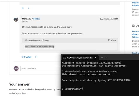 Cannot Access Shared Folder From Admin Login Microsoft Qanda