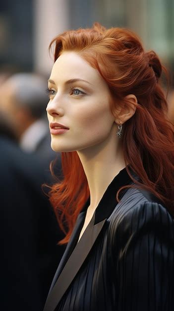 Premium Ai Image Movie Premiere Photography Stunning Red Haired Actress Moody Cinestill