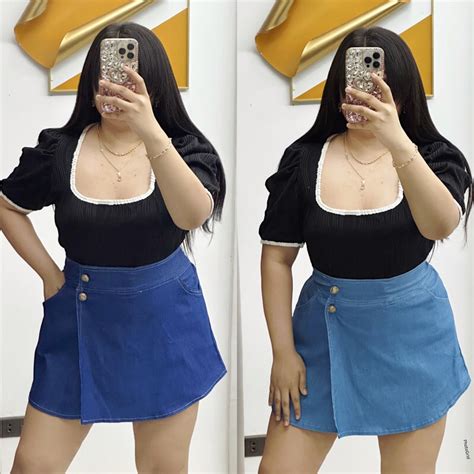 Marigold Denim Skort By Plus Size Collection Ph Shopee Philippines