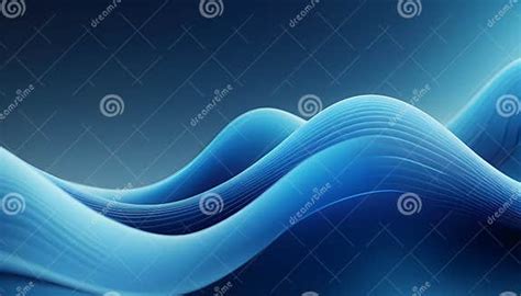 Blue Lines Wave Curves With Smooth Gradient Abstract Background Stock Illustration