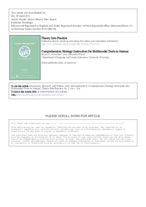 Pdf Comprehension Strategy Instruction For Multimodal Texts In Science