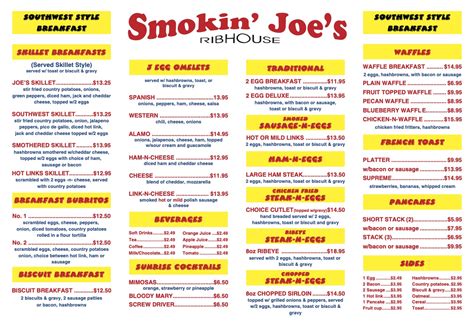 Menu Smokin Joes Ribhouse