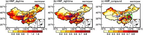 spatial distributions of the frequencies of a daytime hws b