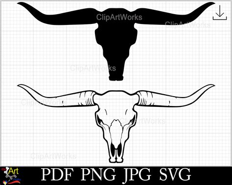 Texas Longhorn Head Skull Clipart Etsy