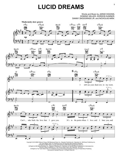 Juice Wrld Lucid Dreams Sheet Music And Chords Download 6 Page