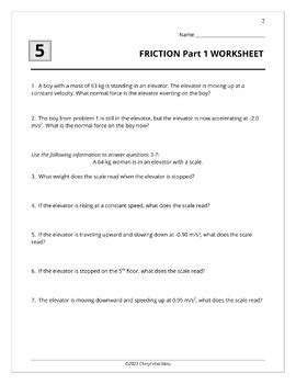 Friction Lessons And Worksheets Physical Science Or Physics TPT