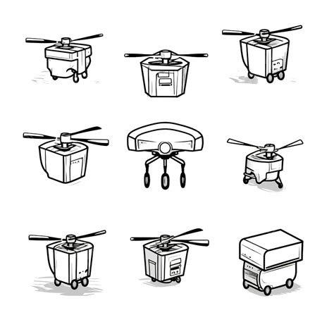 Smart Delivery Copter Flying With Package Box In The Sky Coloring Book Modern Autonomous Drone