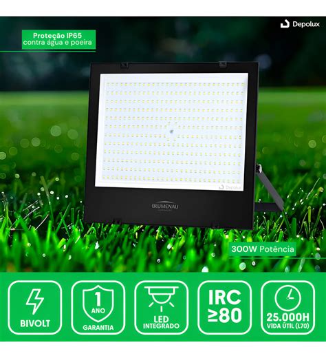 Refletor Led 300w Holofote Externo Ip66 Slim Luz Fria 6500k Blumenau