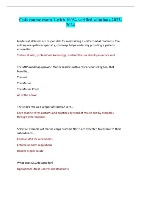 Cpls Course Exam 1 With 100 Verified Solutions Cpls Course Stuvia Us