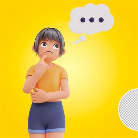Premium Psd Sexy Girls Thinking About Something 3d Illustration