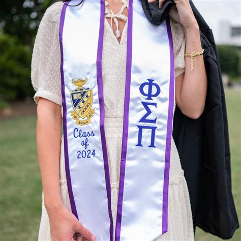 custom phi sigma pi crest greek letter sorority graduation stole