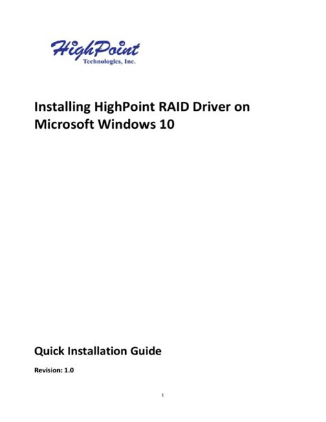 Installing HighPoint RAID Driver On Microsoft Windows