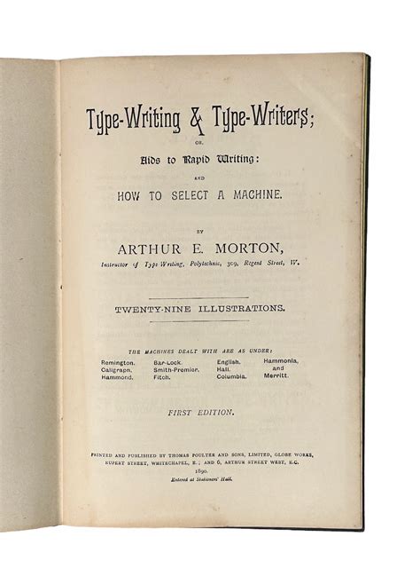 Type Writing And Type Writers Or Aids To Rapid Writing And How To