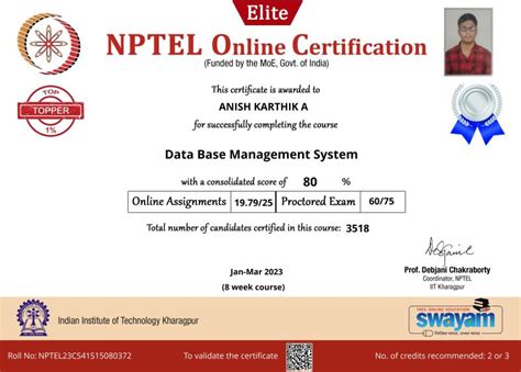 Anish Karthik A On Linkedin Nptel Databasemanagementsystem Sql Database Mysql Top1