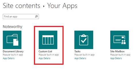 SharePoint Creating A List
