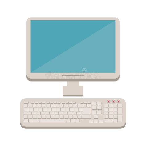 Desktop Computer With Keyboard Icon Stock Vector Illustration Of Modern Glass